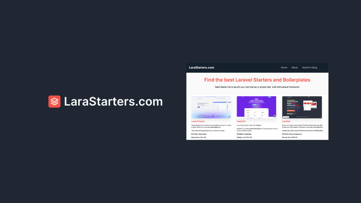 Best Laravel Starters and Boilerplates | Lara Starters | SaaS Starters